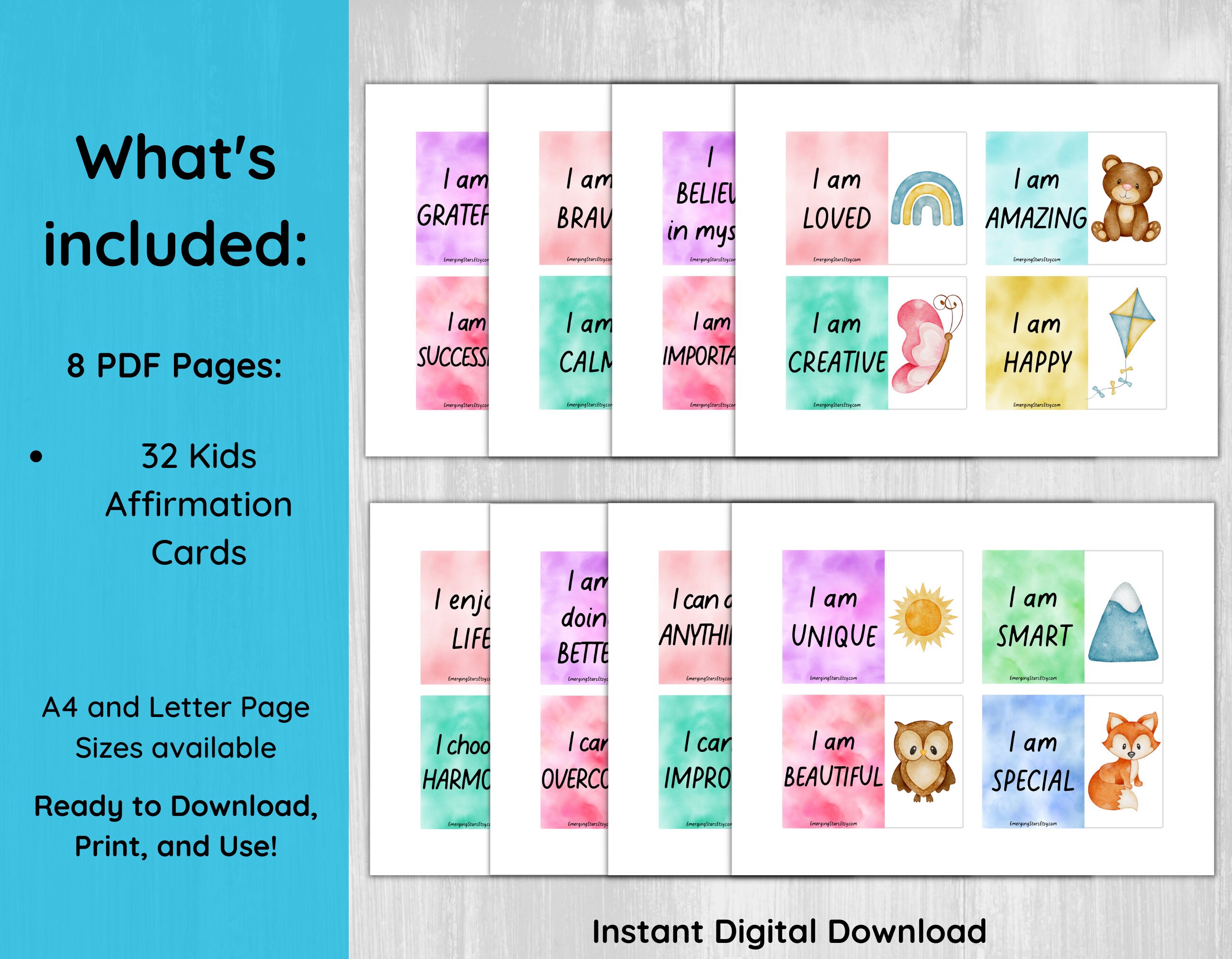 Positive Kids Affirmation Cards, Children's Cute Encouragement Notes ...