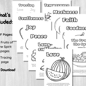 Fruit of the Spirit Color in Bible Activity for Kids, Faith Based ...