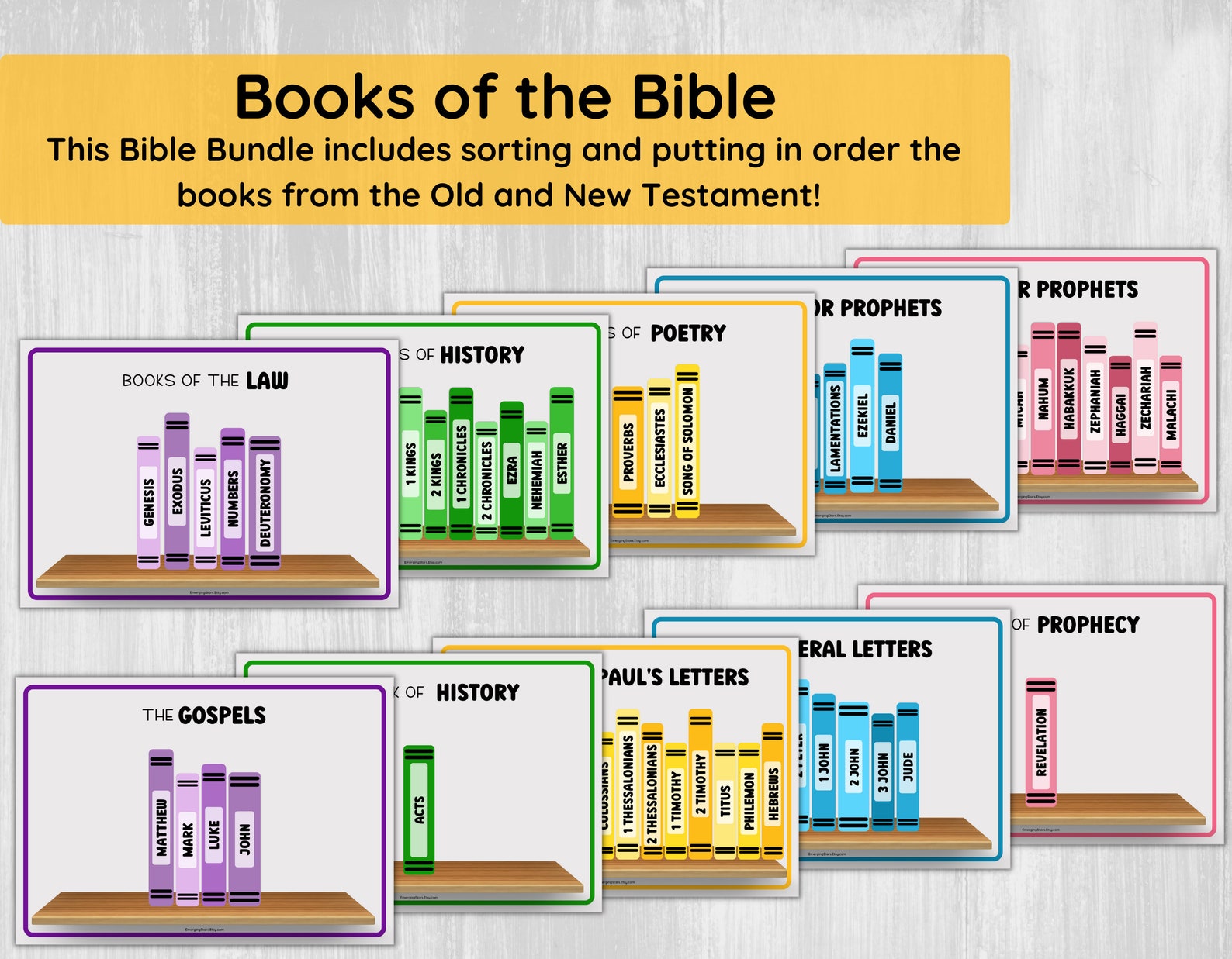 Books of the Bible Practice Game/ Printable Kids Bible Sorting Activity ...