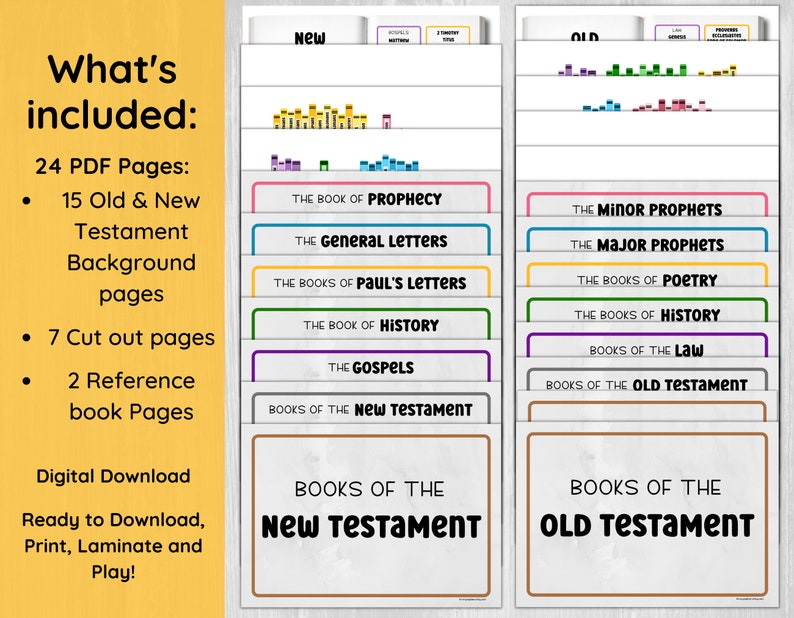 Books of the Bible Practice Game/ Printable Kids Bible Sorting - Etsy