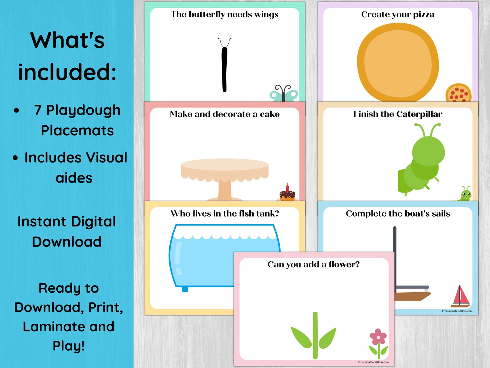 Printable Play Dough Mats for Children/ Montessori Placemats for ...