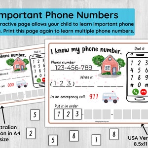 I Know My Address Activity, Preschool Phone Number Practice, Kids ...