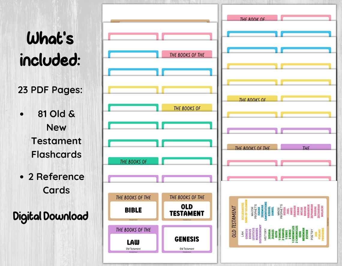 Flashcards Books of the Bible/ Children's Bible Sorting Activity ...