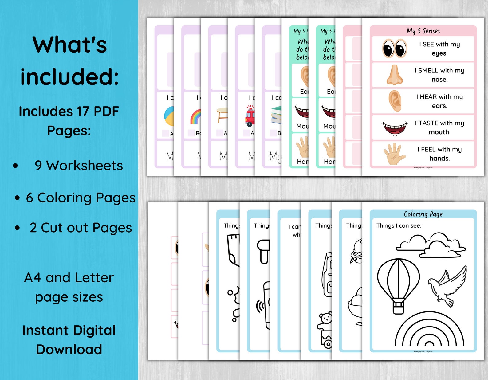 Five Senses Worksheets for Preschool/ Toddler 5 Senses Activity ...