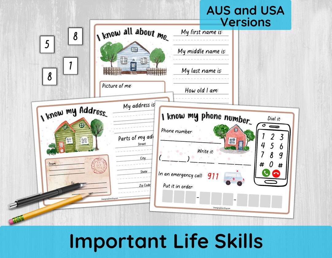 I Know My Address Activity, Preschool Phone Number Practice, Kids ...