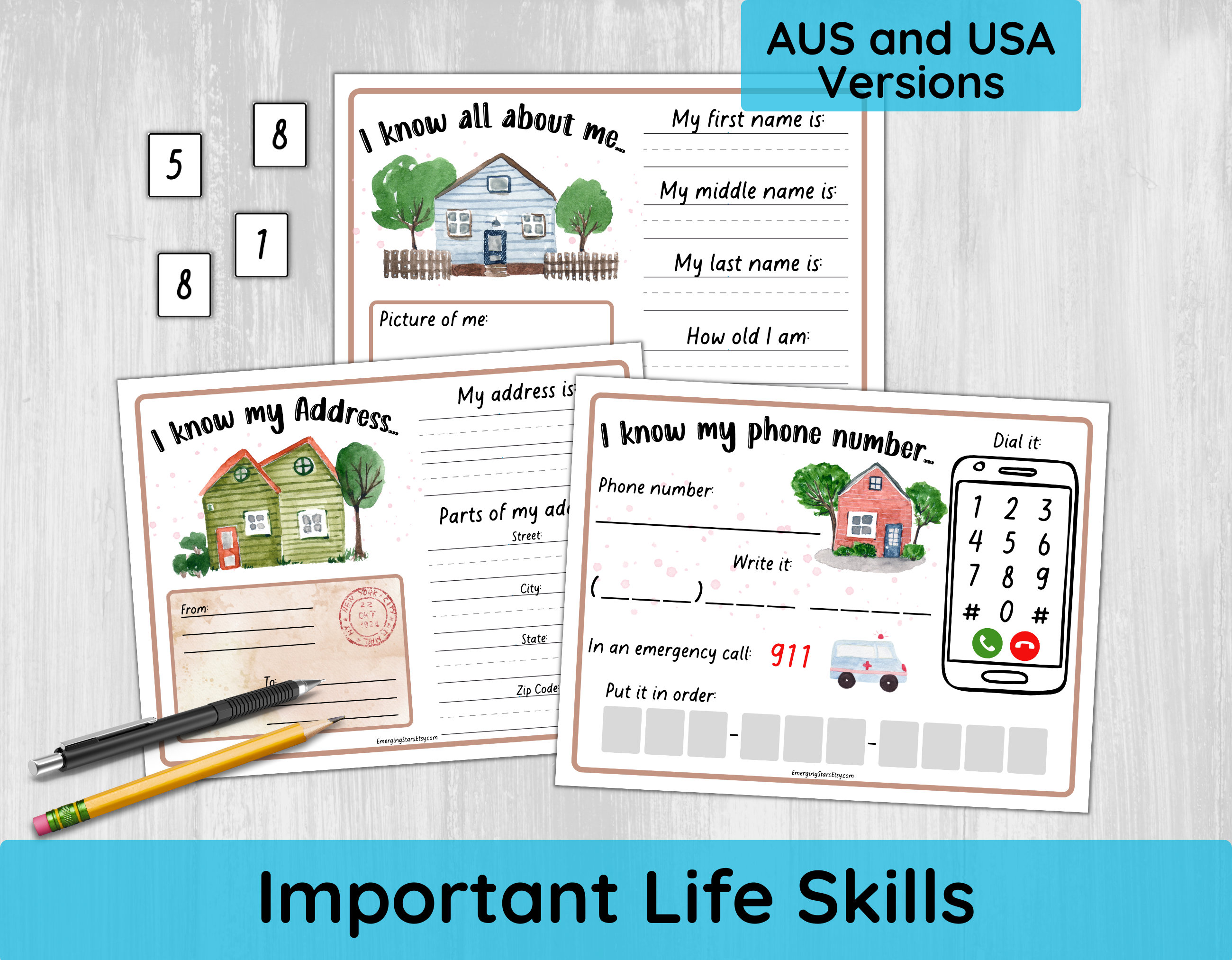 I Know My Address Activity, Preschool Phone Number Practice, Kids ...