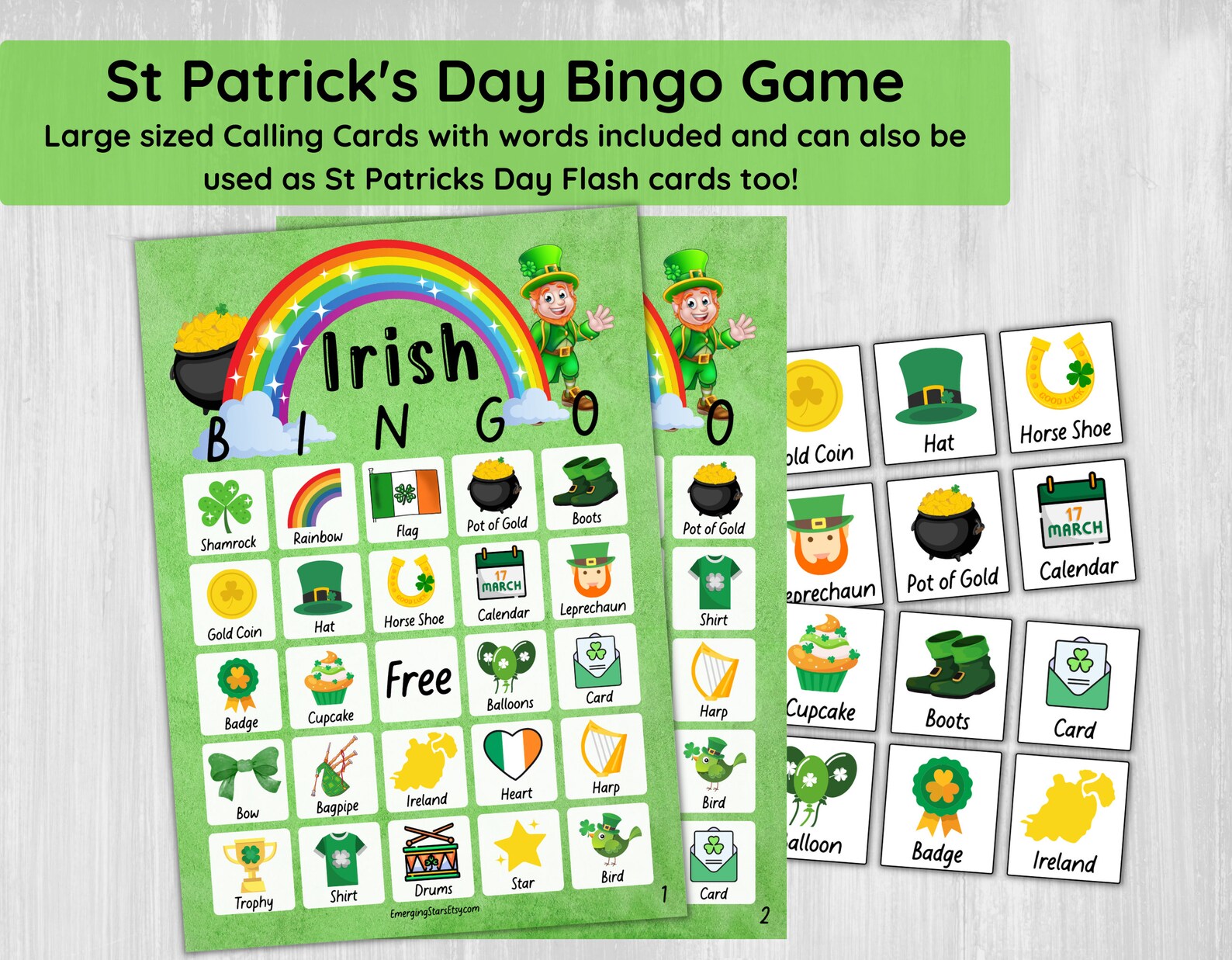 St Patrick's Day Kids Bingo Cards/ Saint Patricks Day Printable Bingo ...