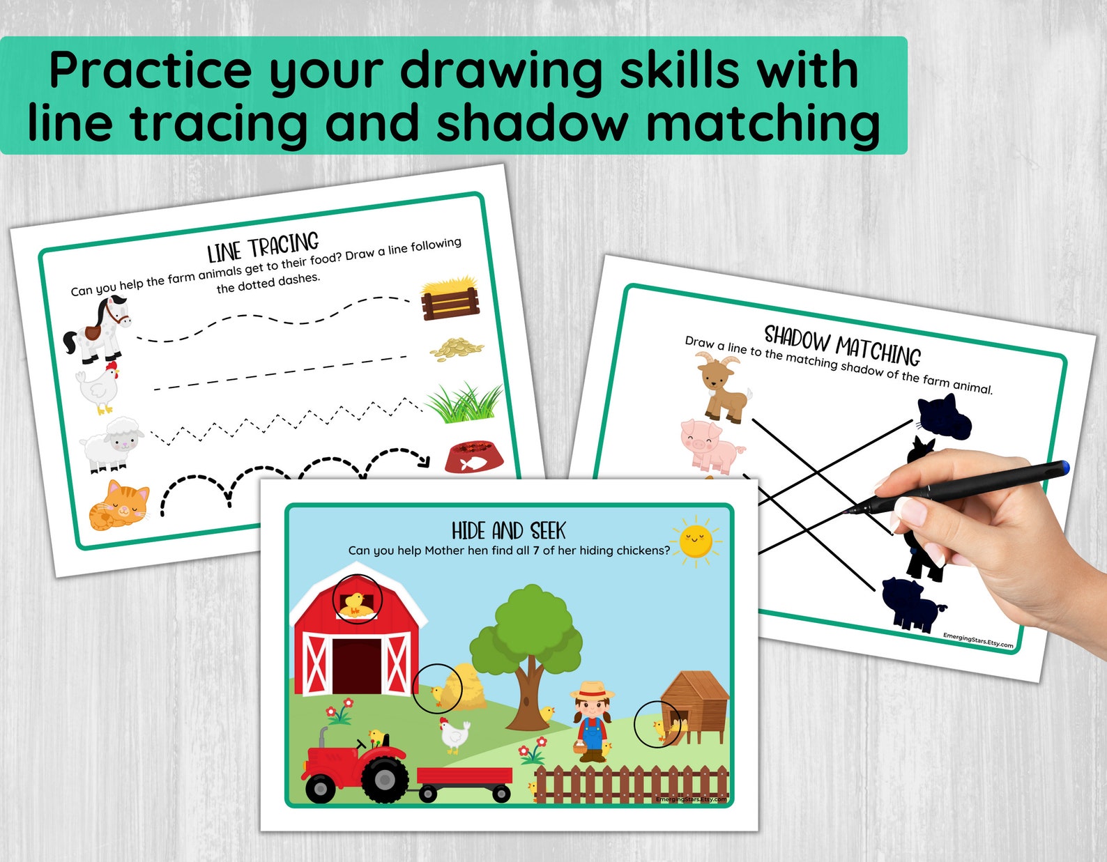 Farm Toddler Busy Book Printable, Preschool Quiet Book on Farm Animals ...