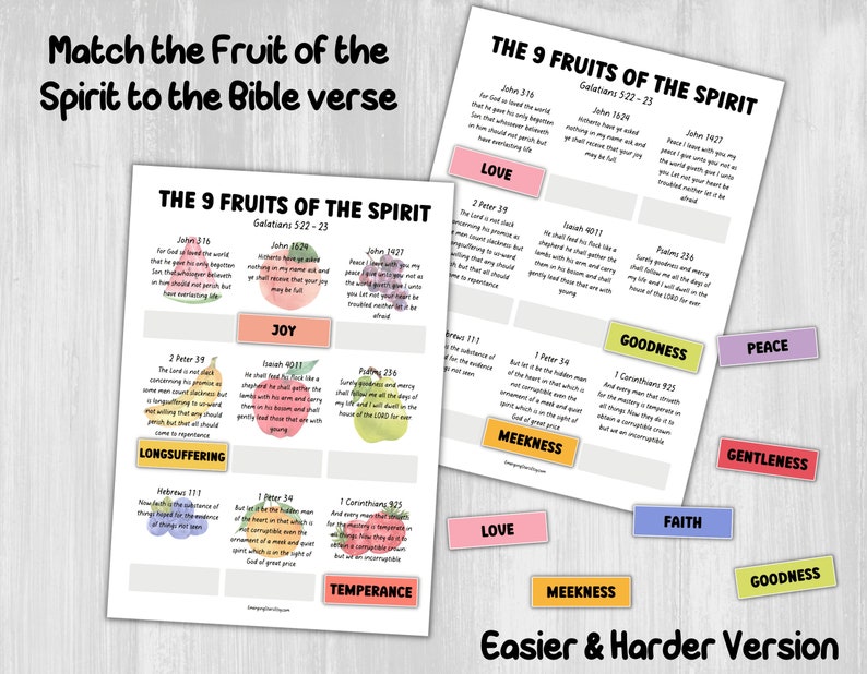 Fruit of the Spirit Kids Bible Sunday School Lesson, Christian ...