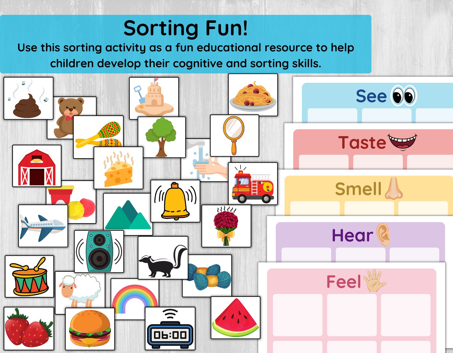 Five Senses Sorting Activity Printable/ Preschool Five Senses for ...