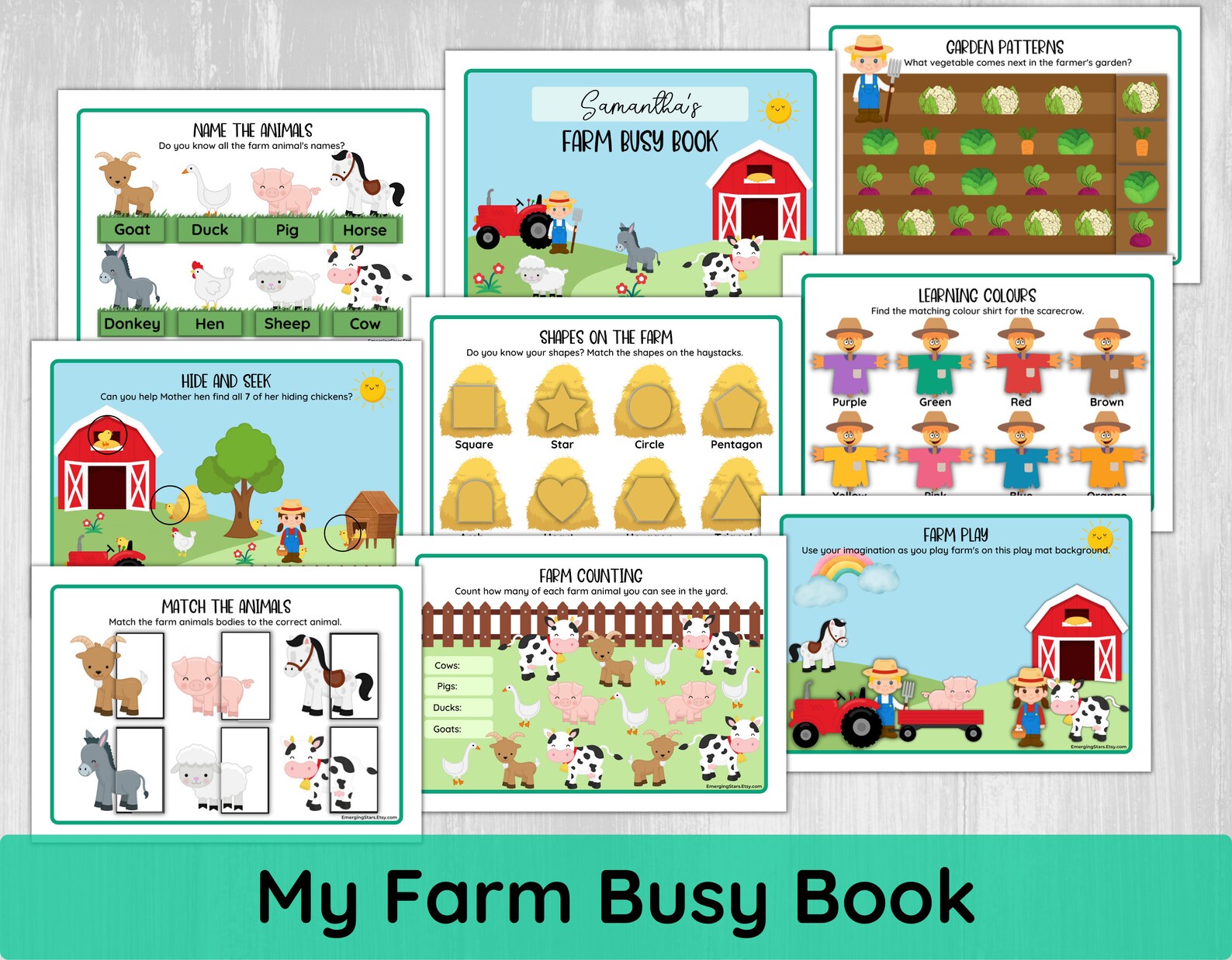 Farm Toddler Busy Book Printable Preschool Quiet Book on Farm - Etsy