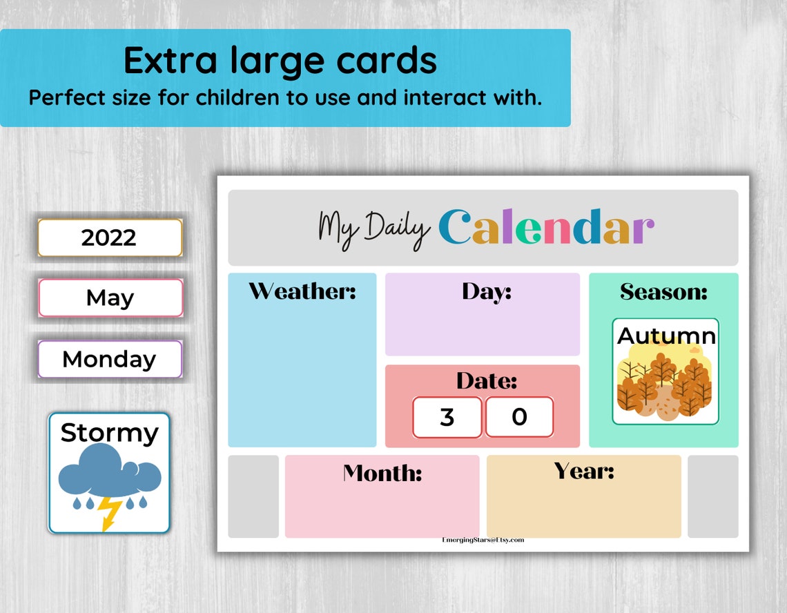 My Daily Calendar/ Montessori Interactive Calendar/ (Instant Download ...