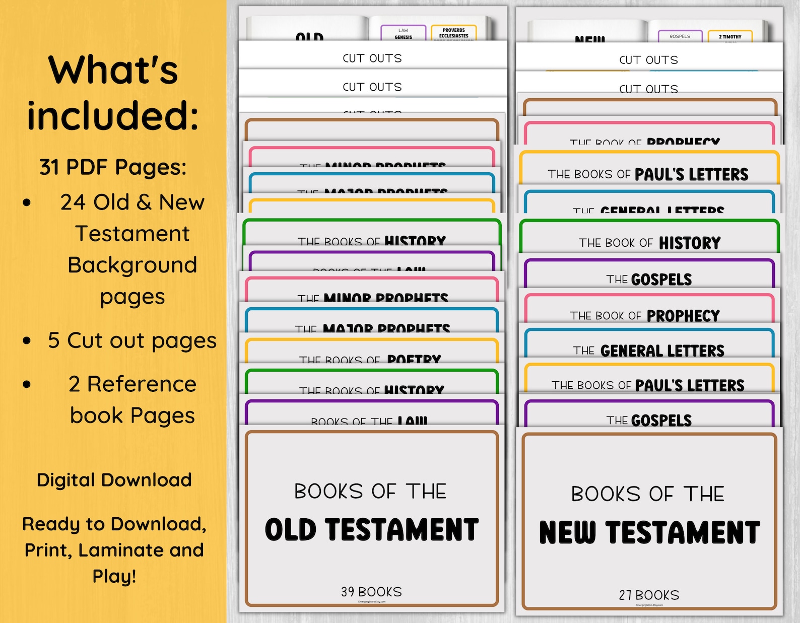 Books of the Bible Practice Game/ Printable Kids Bible Sorting Activity ...