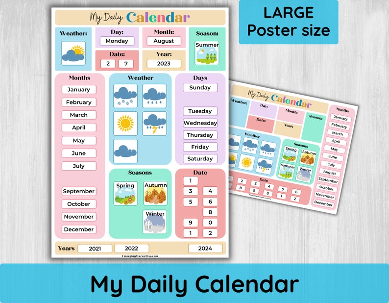 Children's Montessori Daily Calendar/ Interactive Home - Etsy Australia