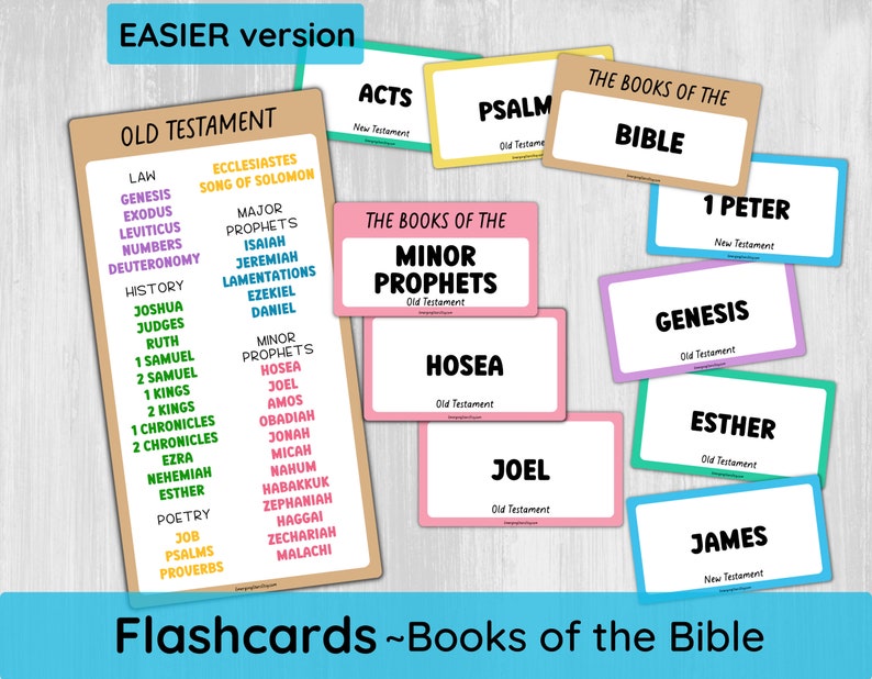 Flashcards Books of the Bible/ Children's Bible Sorting Activity ...