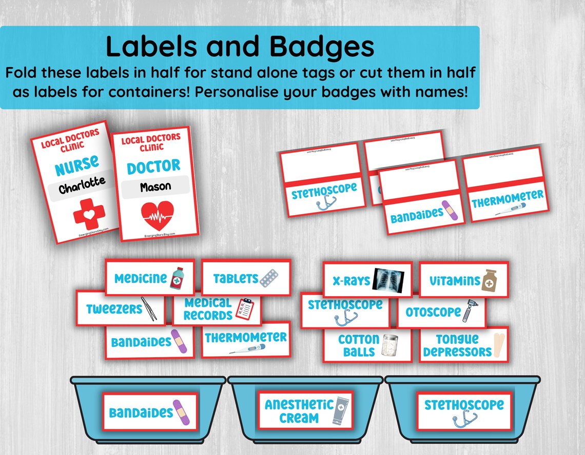 Doctors Pretend Play Set for Kids/ Printable Children's | Etsy