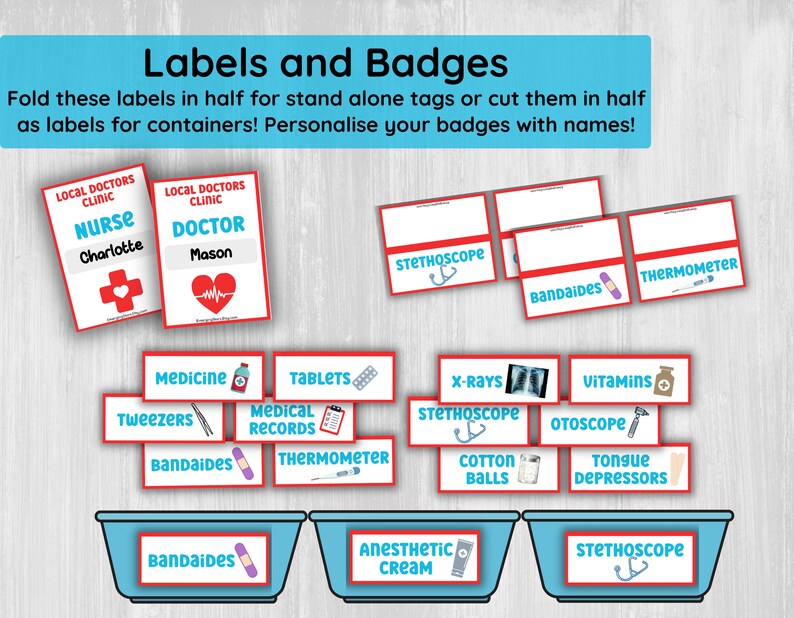 Doctors Pretend Play Set for Kids/ Printable Children's | Etsy