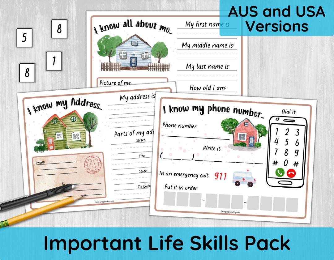 I Know My Address Activity Preschool Phone Number Practice - Etsy