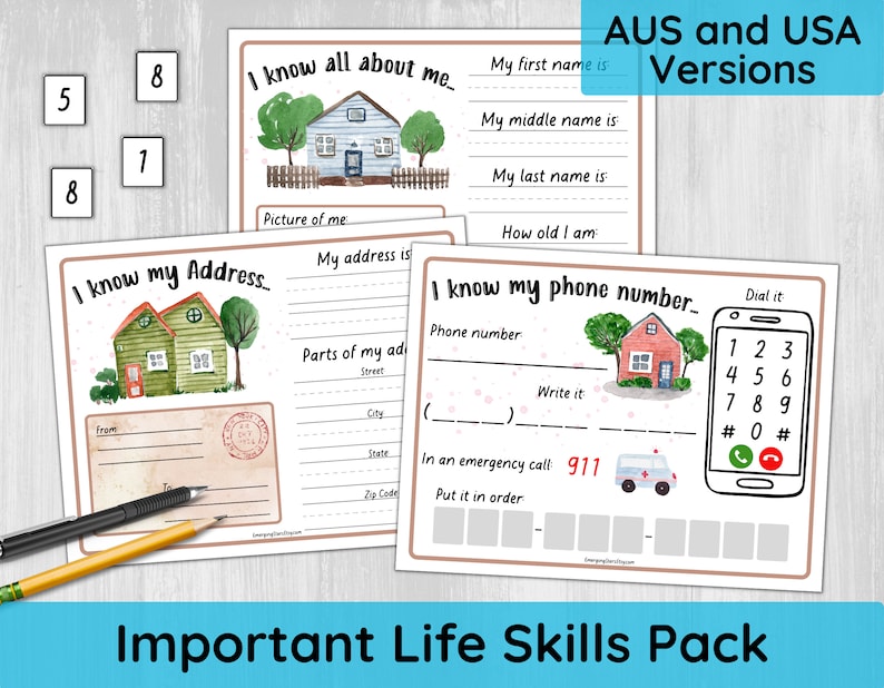 I Know My Address Activity Preschool Phone Number Practice - Etsy