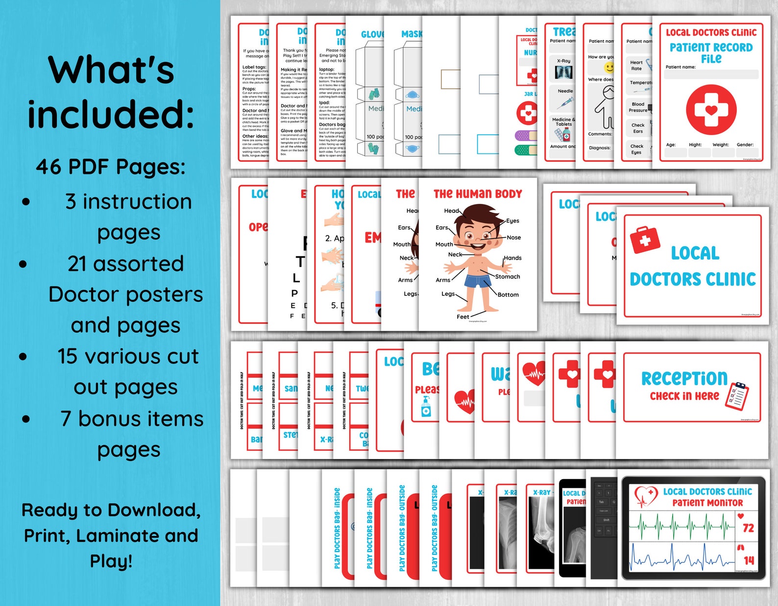 Doctors Pretend Play Set for Kids/ Printable Children's | Etsy
