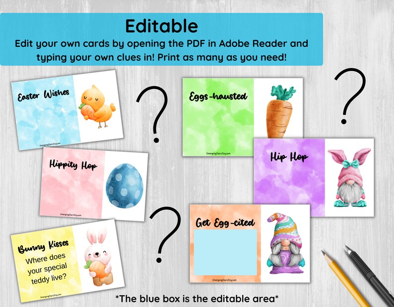 Kids Easter Egg Hunt Clue Cards, Easter Scavenger Hunt, Treasure Hunt ...