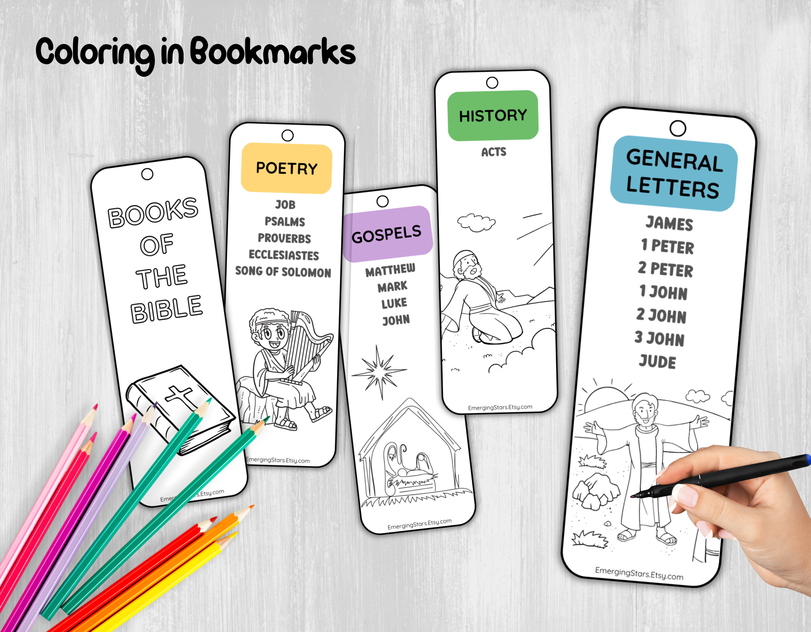 Children's Coloring in Books of the Bible Bookmarks/ Printable Kids Old ...