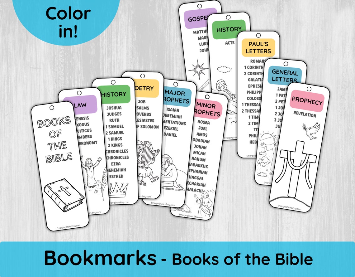 Children's Coloring in Books of the Bible Bookmarks/ Printable Kids Old ...