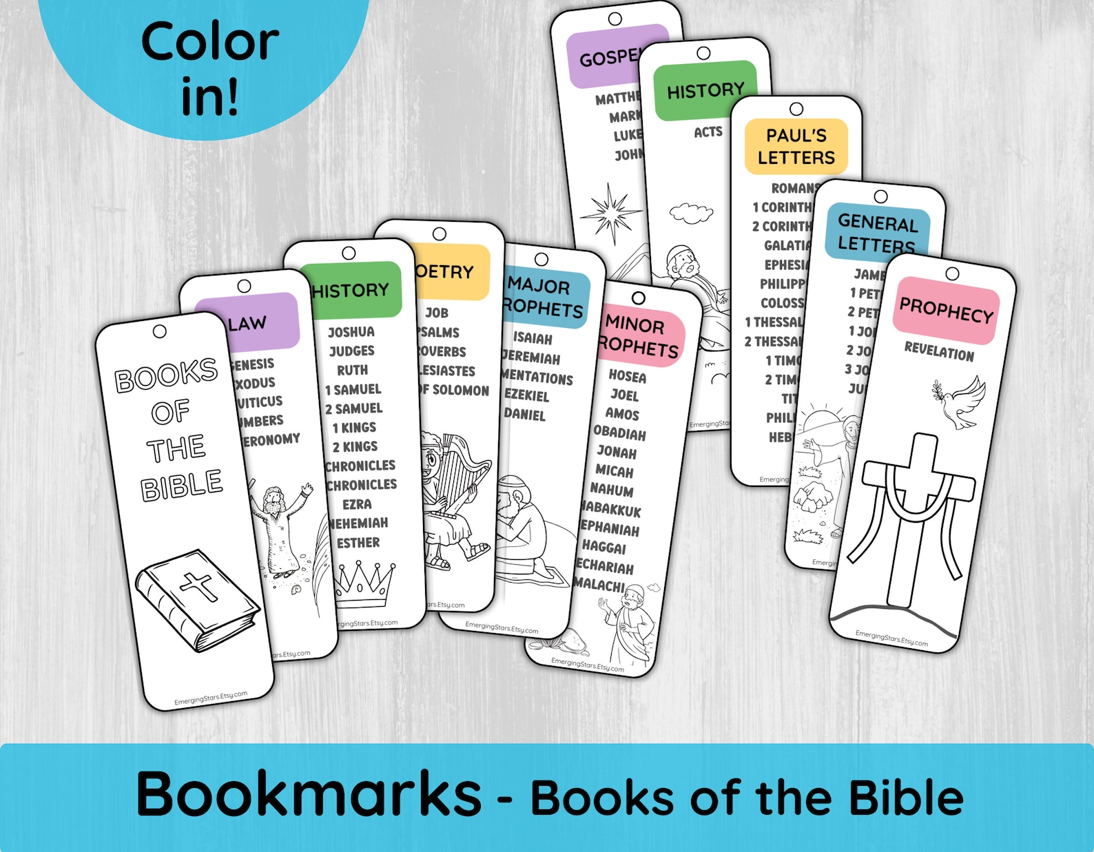 Children's Coloring in Books of the Bible Bookmarks/ Printable Kids Old ...