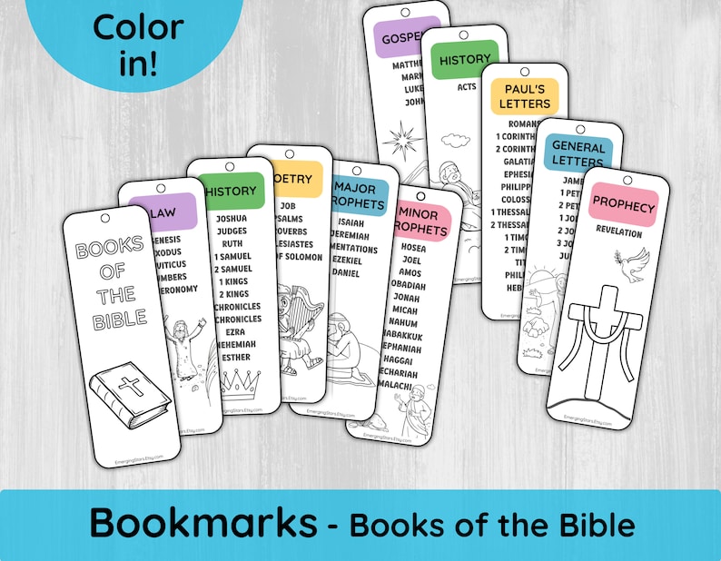 Children's Coloring in Books of the Bible Bookmarks/ Printable Kids Old ...