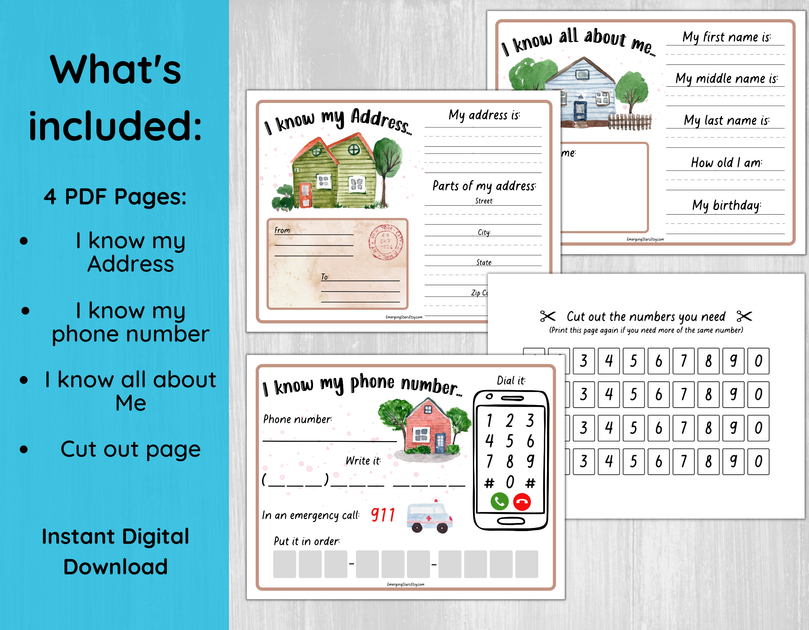 I Know My Address Activity, Preschool Phone Number Practice, Kids ...