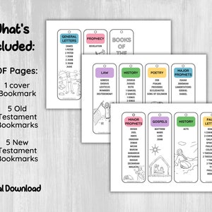 Children's Coloring in Books of the Bible Bookmarks/ Printable Kids Old ...