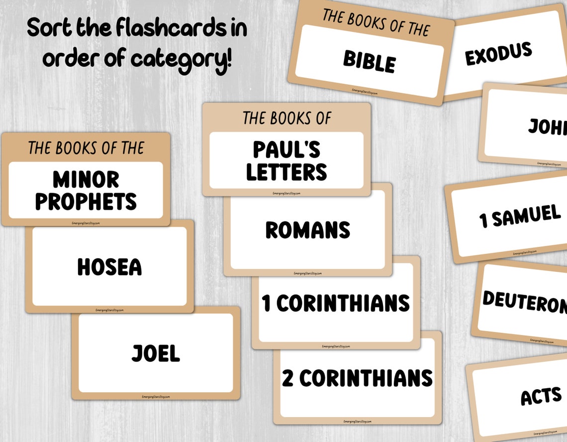 Flashcards Books of the Bible/ Children's Bible Sorting Activity ...