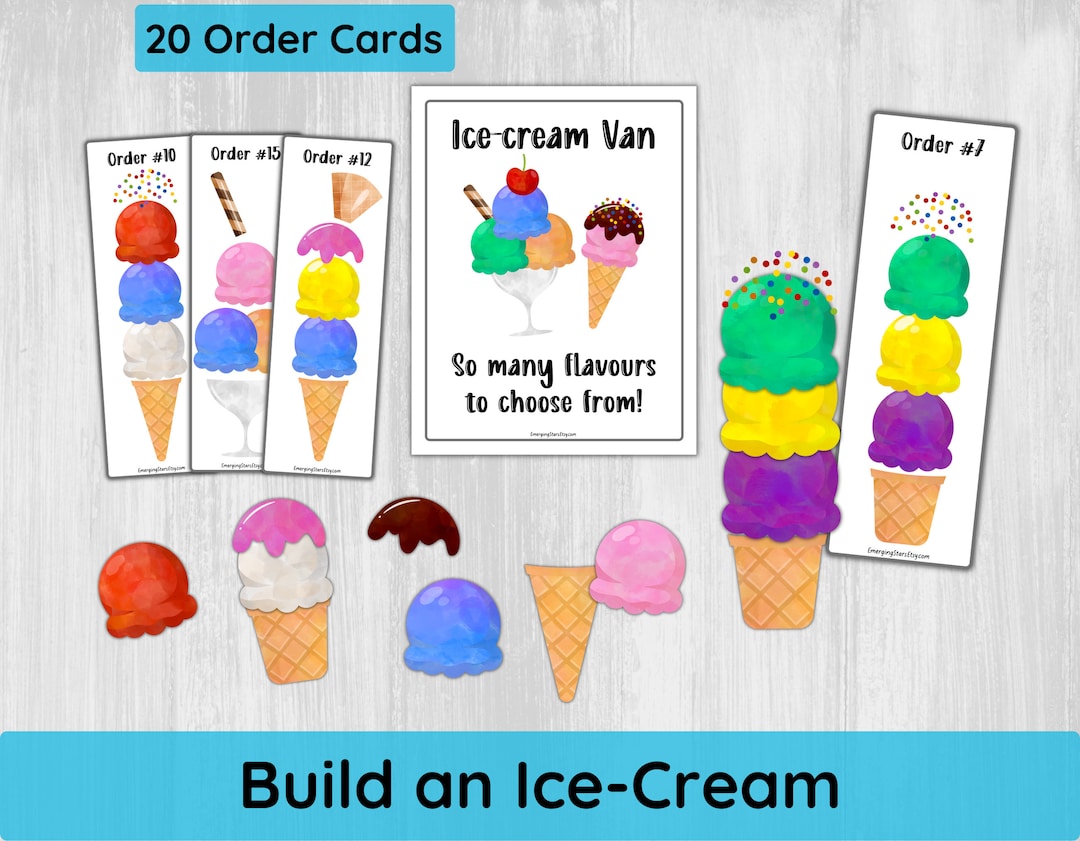 Toddler Build an Ice-cream Activity, Preschool Ice-cream Game Printable ...