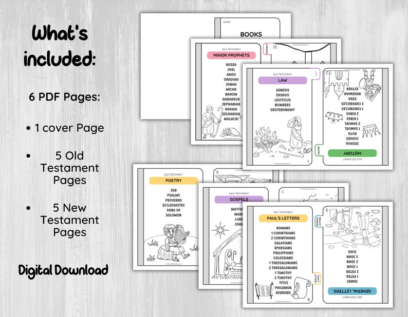 Books of the Bible Flip Book/ Download Kids Bible Coloring in Booklet ...