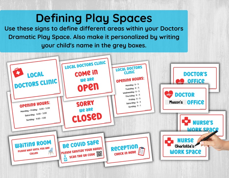 Doctors Pretend Play Set for Kids/ Printable Children's Dramatic Play ...