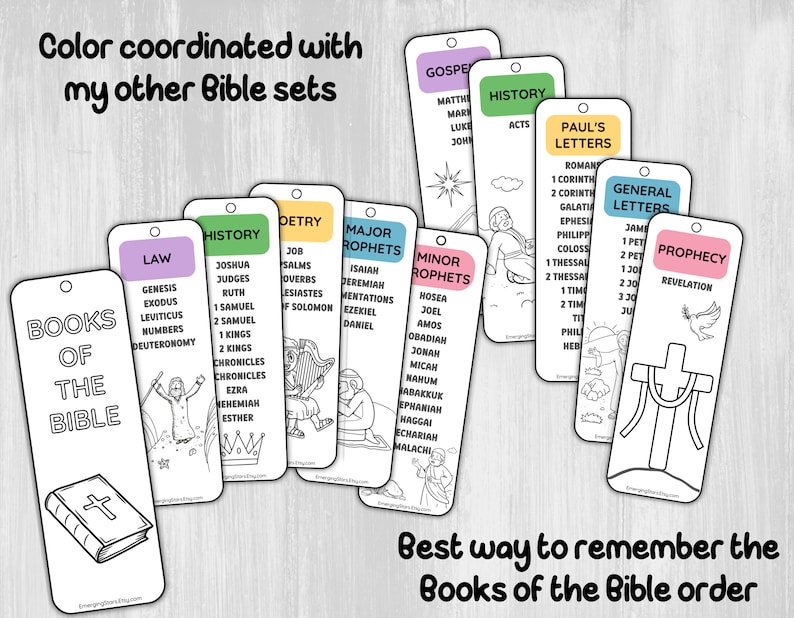 Children's Coloring in Books of the Bible Bookmarks/ Printable Kids Old ...