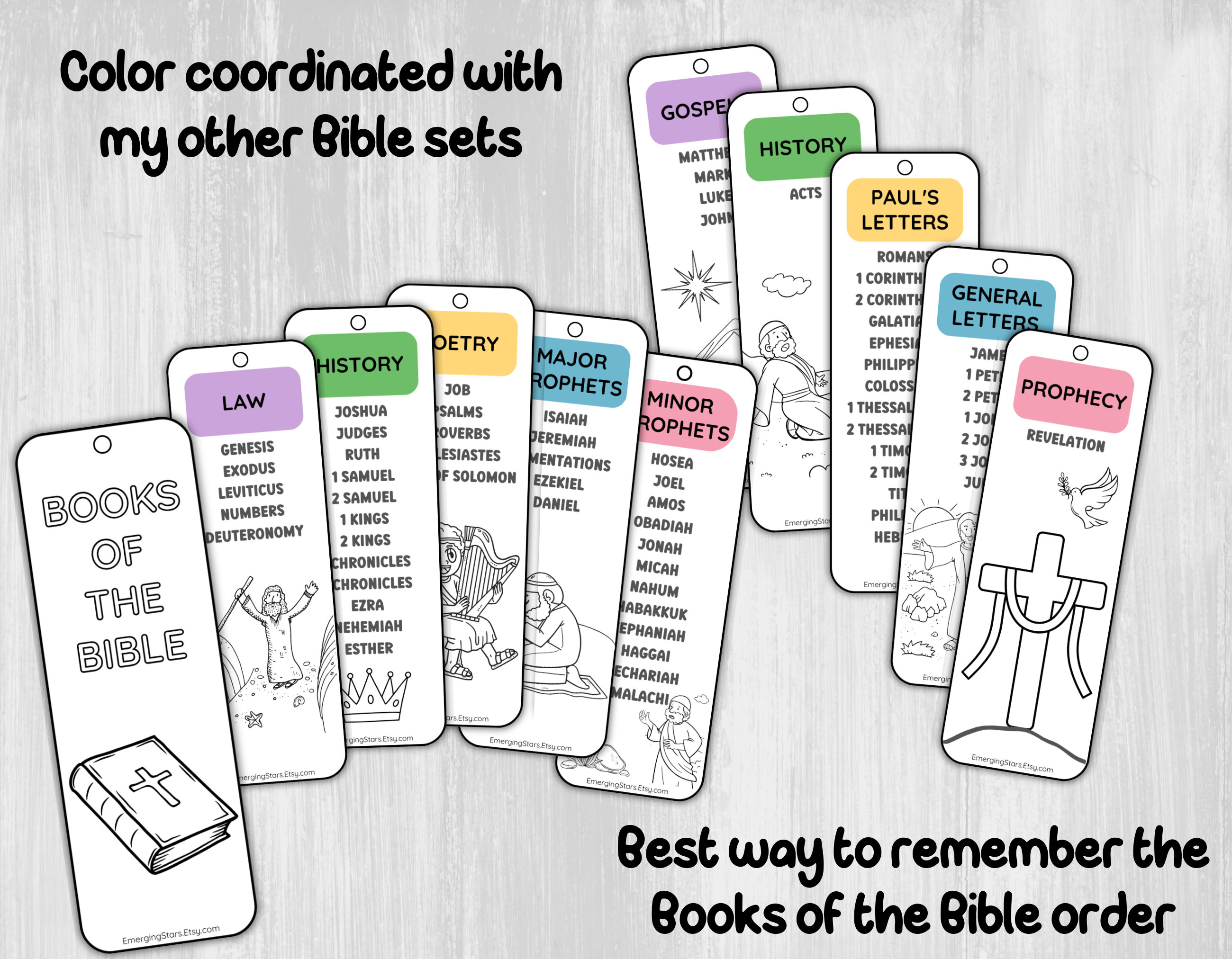 Children's Coloring in Books of the Bible Bookmarks/ Printable Kids Old ...