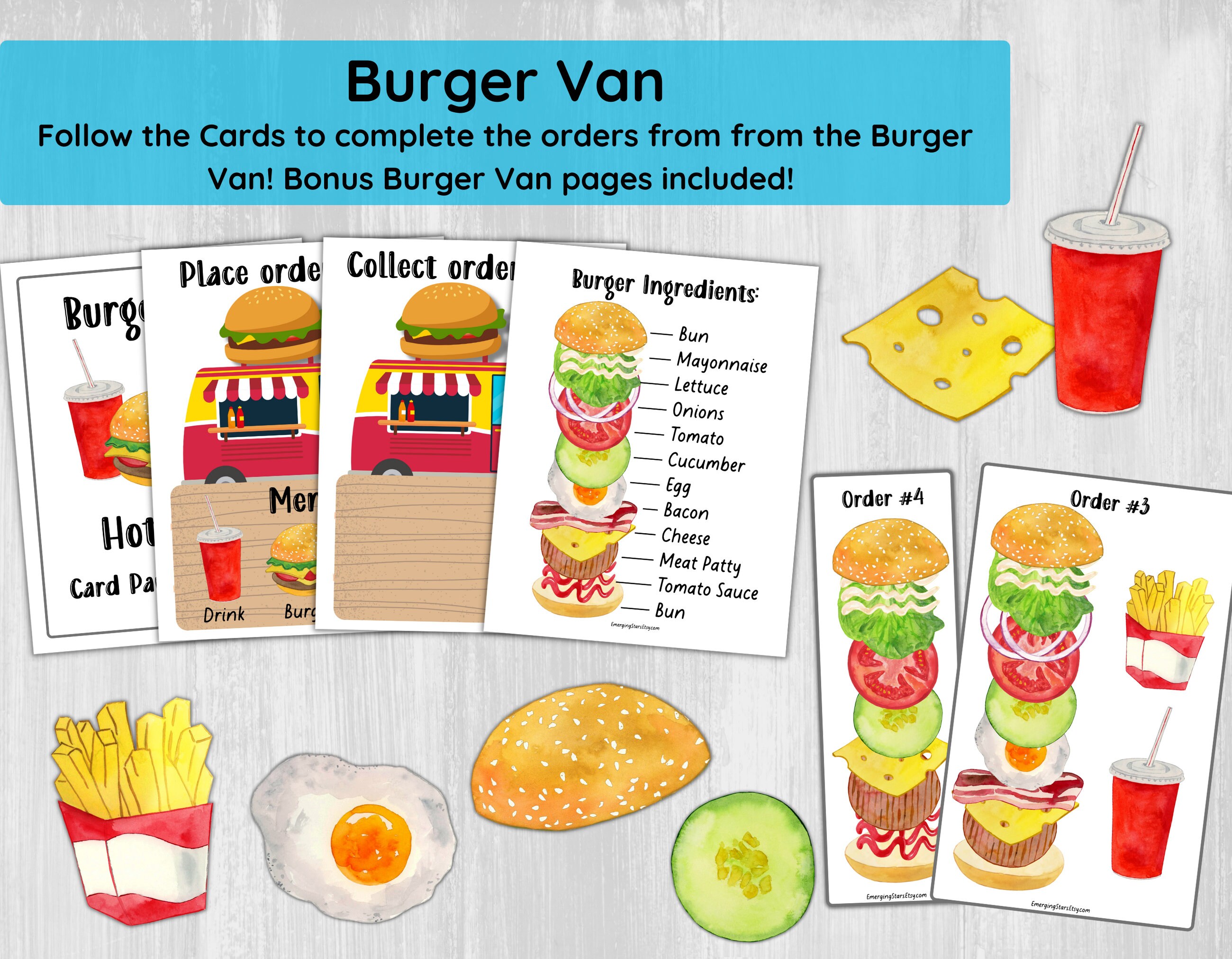 Preschool Build a Burger Game, Toddler Printable Burger Activity ...