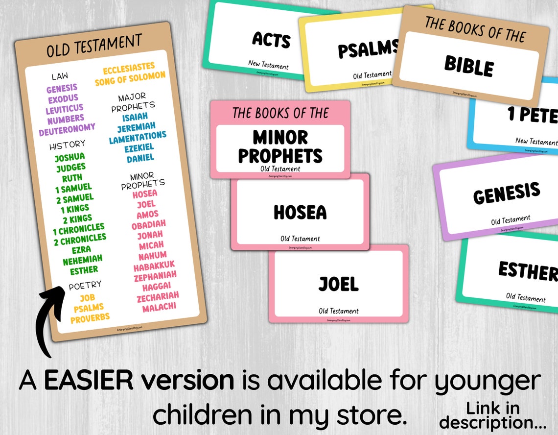 Flashcards Books of the Bible/ Children's Bible Sorting Activity ...