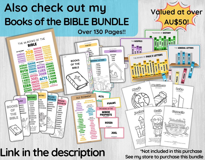Children's Coloring in Books of the Bible Bookmarks/ Printable Kids Old ...
