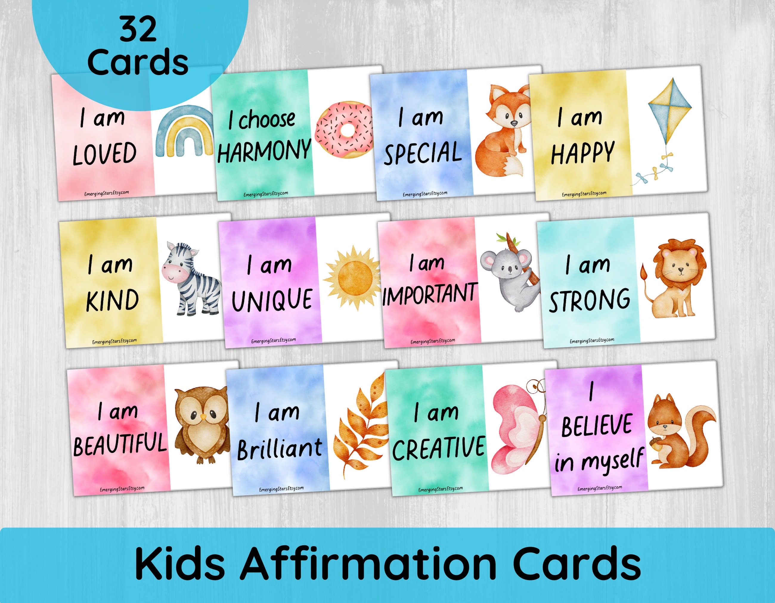 Positive Kids Affirmation Cards, Children's Cute Encouragement Notes ...