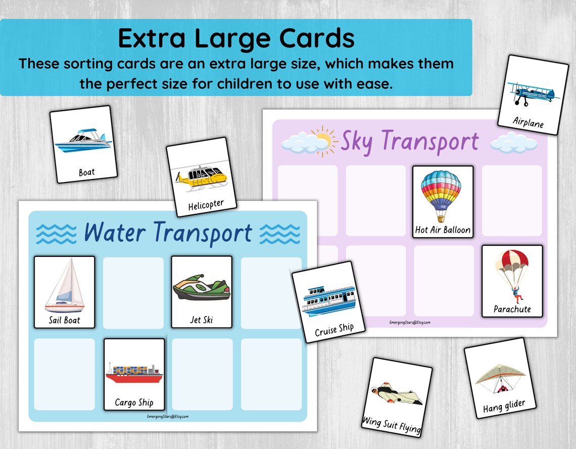 Toddler Transportation Sorting Activity, Printable Land, Sea, Water ...