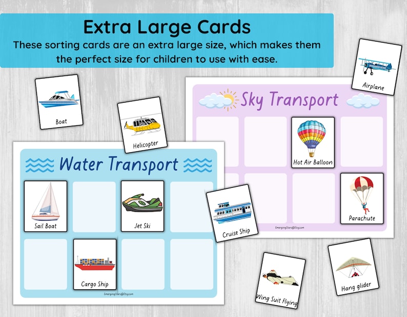 Toddler Transportation Sorting Activity, Printable Land, Sea, Water ...