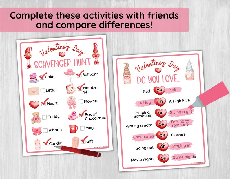 Kids Gnome Valentines Day Activities Printable/ Valentines Day Games ...