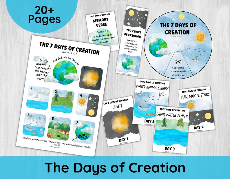 7 Days of Creation Printable Kids Bible Activity, Sunday School Story ...
