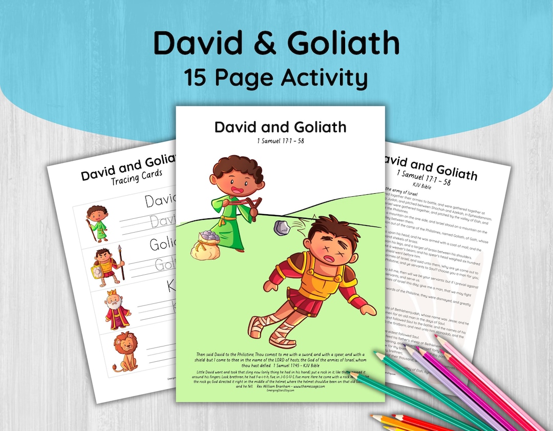 David & Goliath Bible Hero Character Activity for Kids, Faith Bible ...