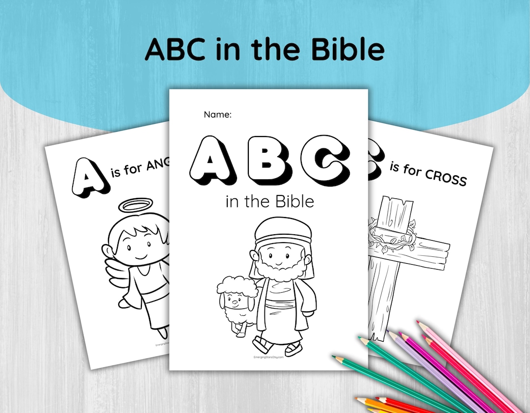 Alphabet in the Bible Color in Pages for Kids, Christian ABC Coloring ...