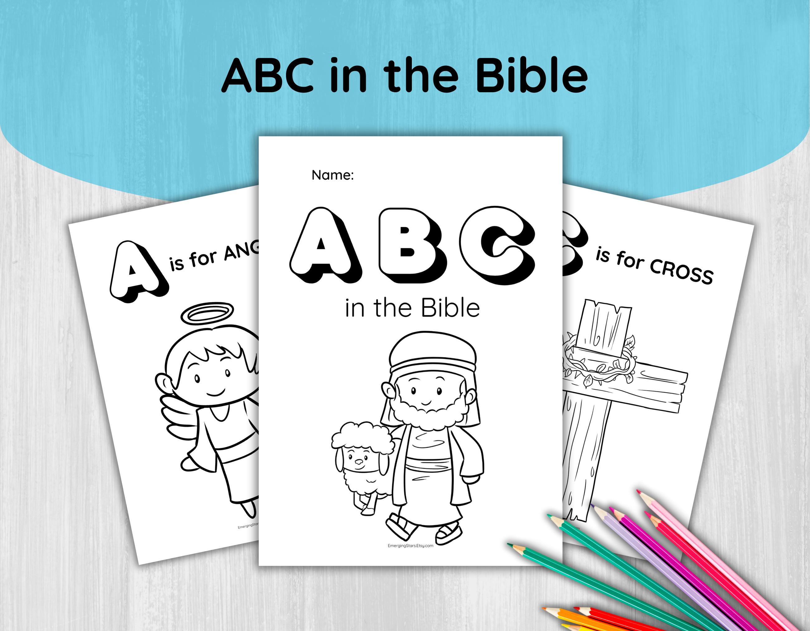 Alphabet in the Bible Color in Pages for Kids, Christian ABC Coloring ...