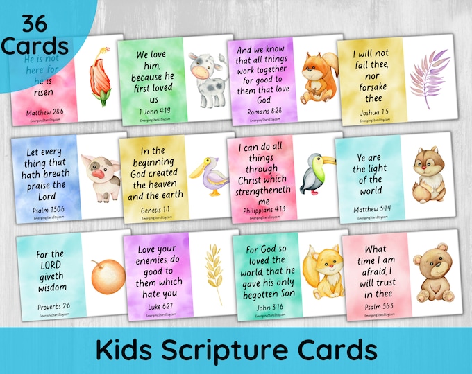 Kids Scripture Cards Children's Bible Verse Cards Memory - Etsy
