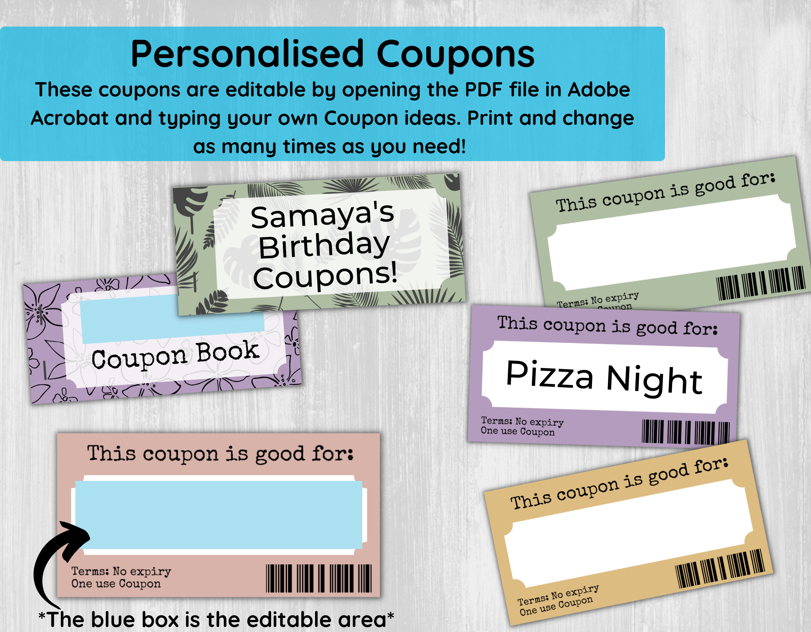 Editable Printable Coupon Book for Reward Systems, Coupon Template for ...